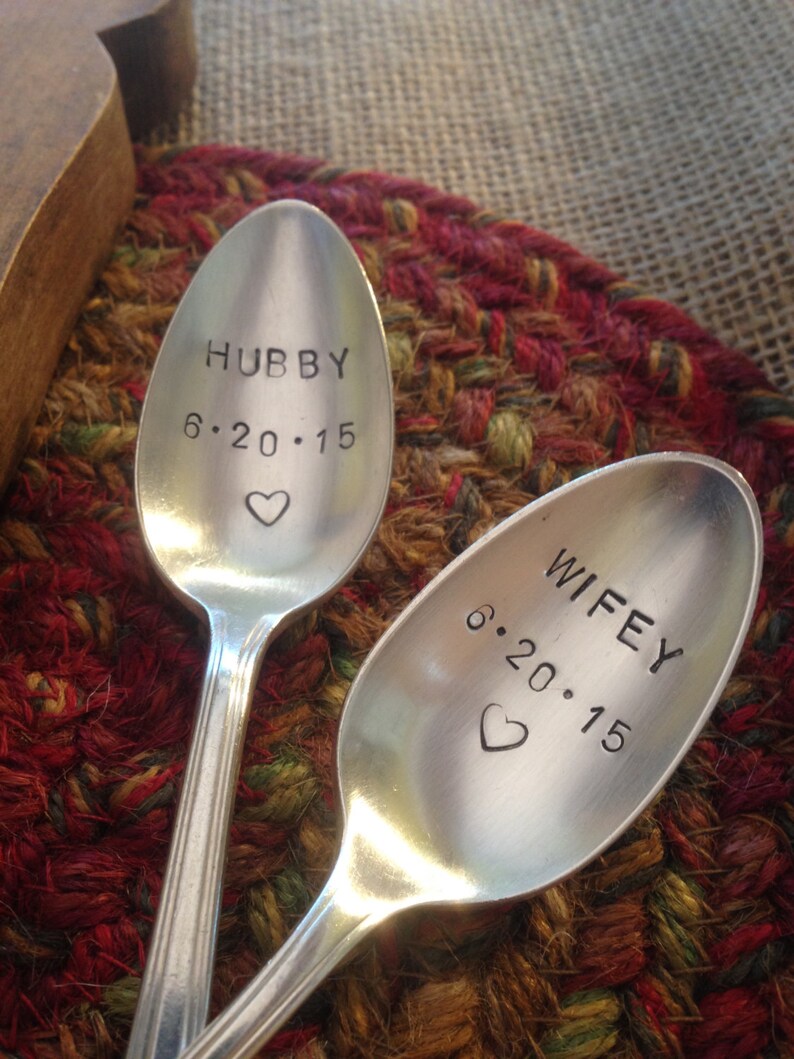 Hand Stamped Silver Plate Wedding Spoons Stamped Silverware | Etsy