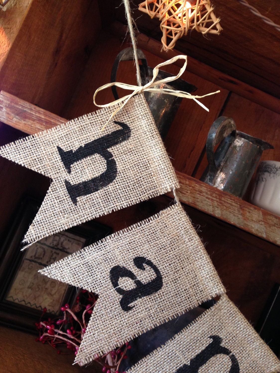 Happy Fall Burlap Bunting Fall Bunting Autumn Garland - Etsy