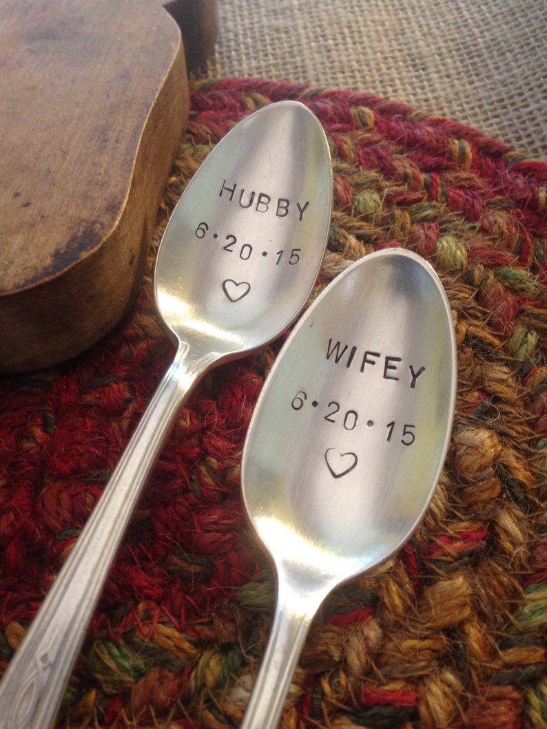 Hand Stamped Silver Plate Wedding Spoons Stamped Silverware | Etsy