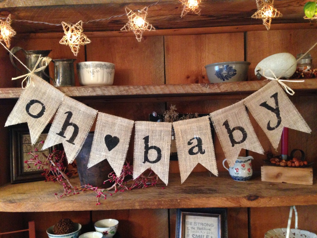 Oh Baby Banner Baby Shower Banner Burlap Baby Bunting Baby - Etsy