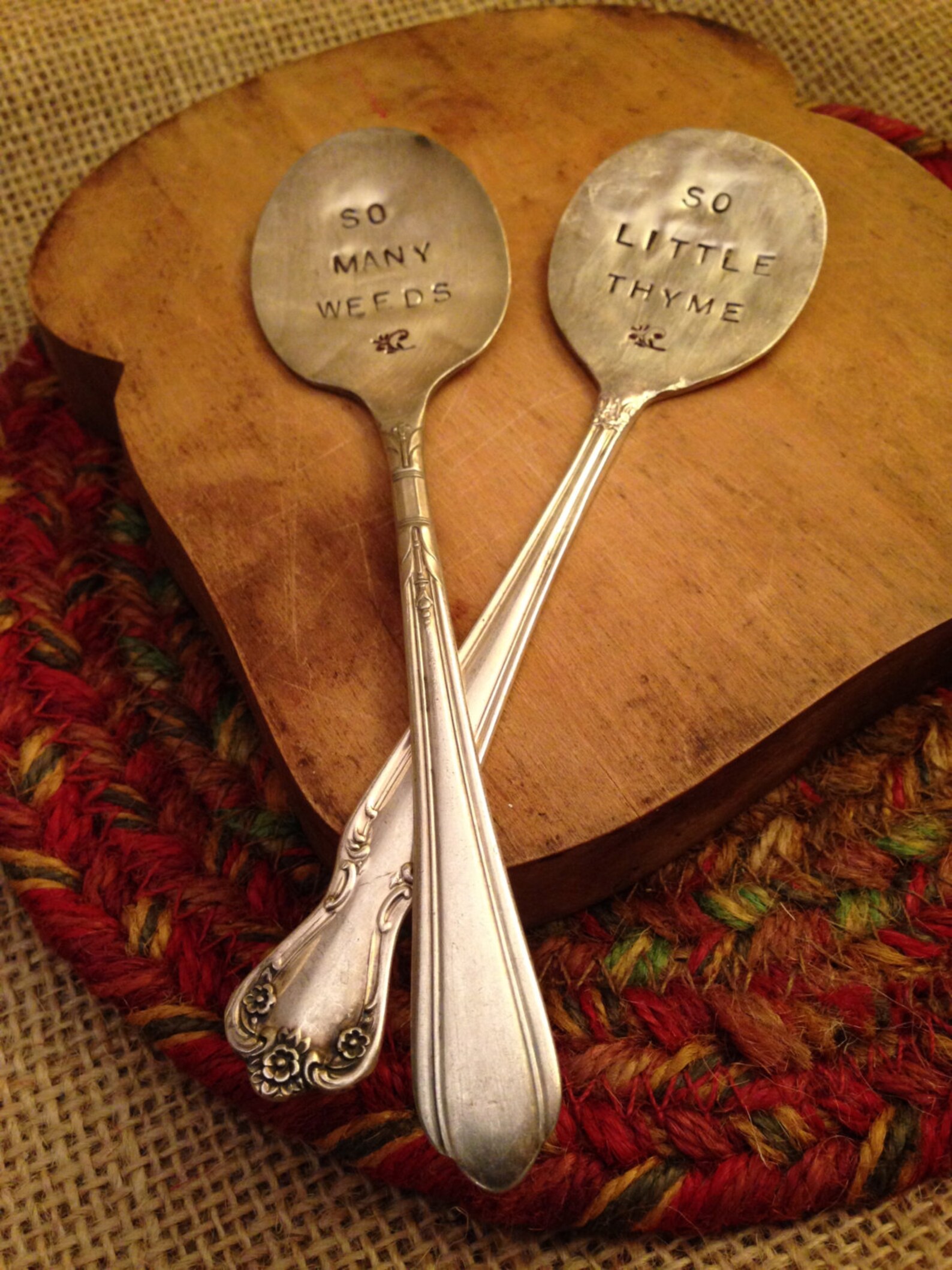 Hand Stamped Spoons Garden Spoons Stamped Spoons Herb - Etsy