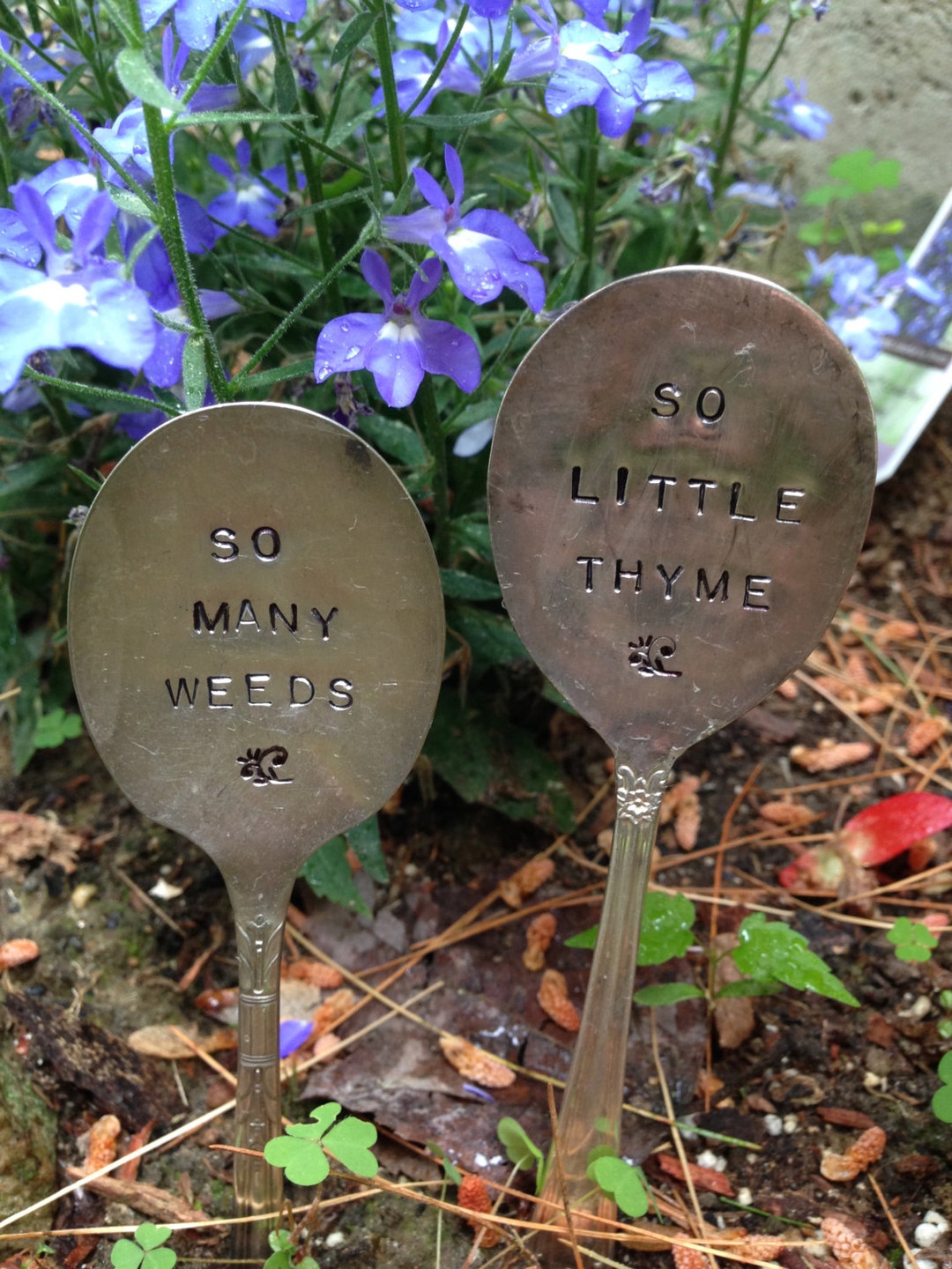 Hand Stamped Spoons, Garden Spoons, Stamped Spoons, Herb Garden Markers ...