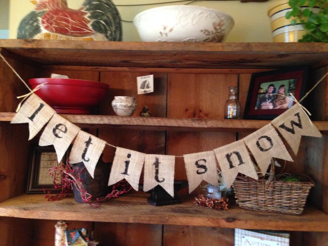 Let It Snow Banner, Christmas Bunting, Holiday Bunting, Burlap Bunting ...