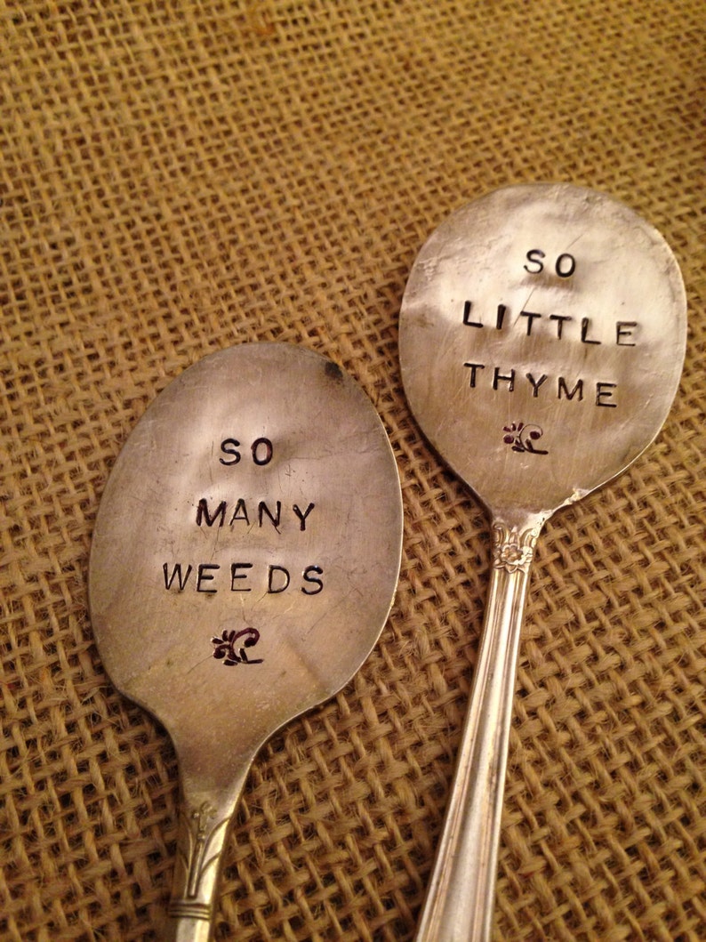 Hand Stamped Spoons Garden Spoons Stamped Spoons Herb - Etsy