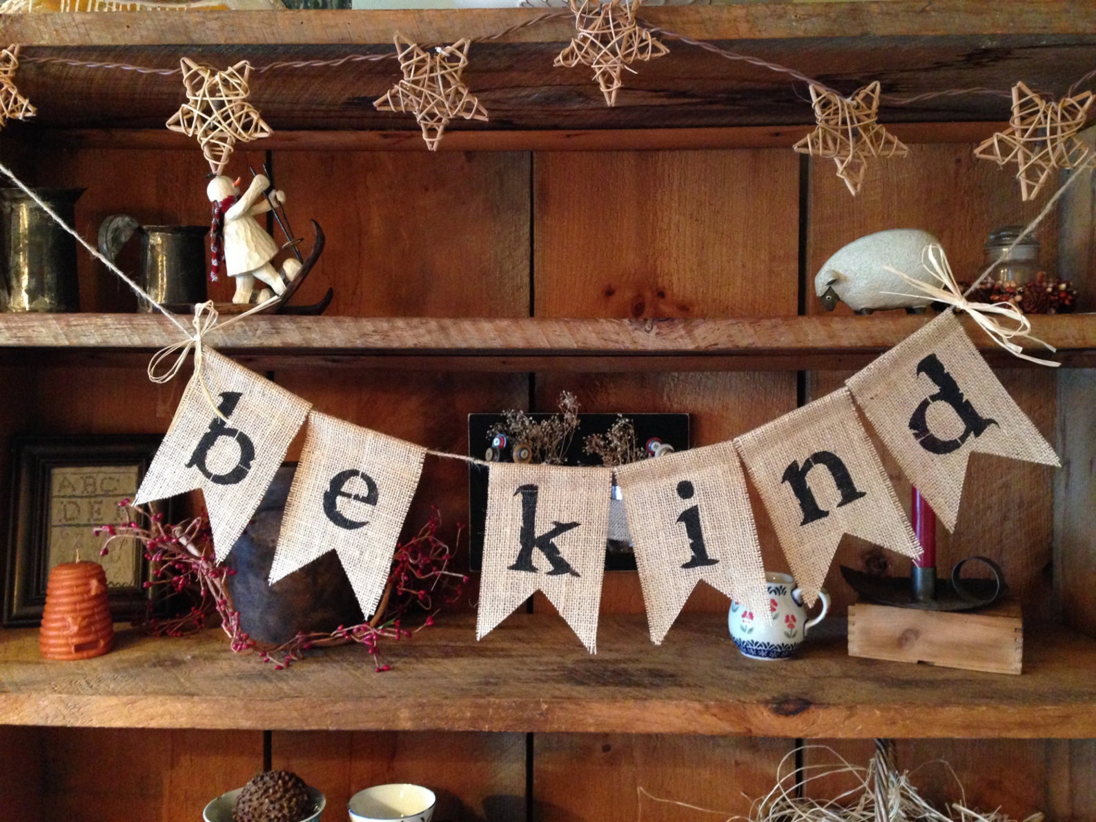 Be Kind Banner Burlap Bunting Home Pennant Family Room - Etsy