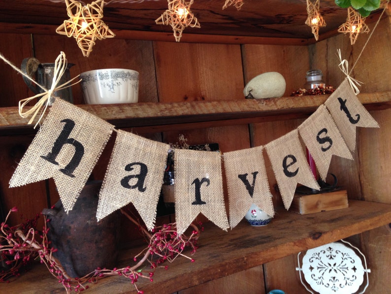 Burlap Harvest Bunting Fall Banner Autumn Bunting Autumn - Etsy