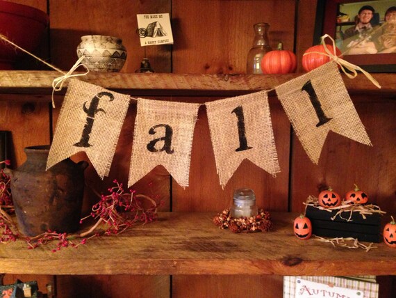 Fall Banner Autumn Garland Burlap Banner Autumn Bunting | Etsy