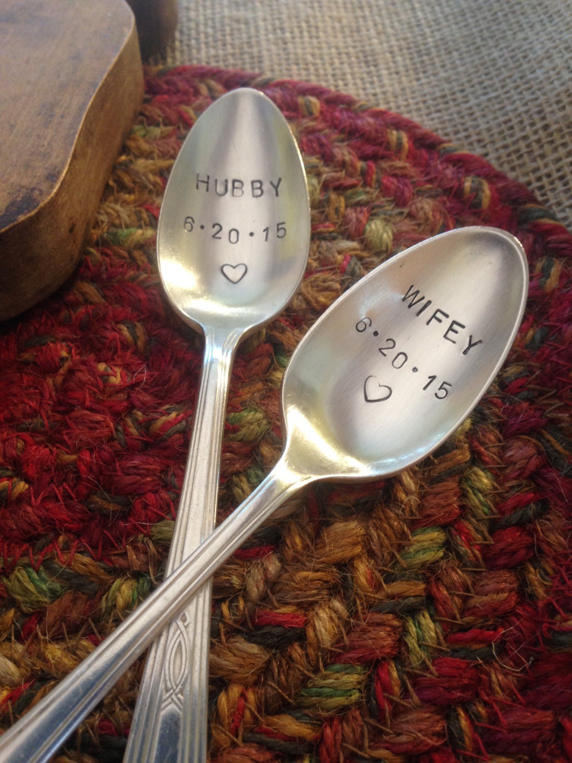Hand Stamped Silver Plate Wedding Spoons Stamped Silverware | Etsy