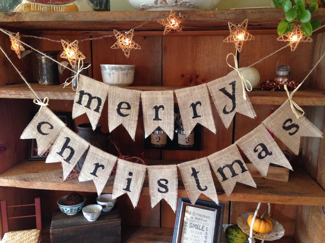 Merry Christmas Banner Christmas Bunting Holiday Bunting - Etsy