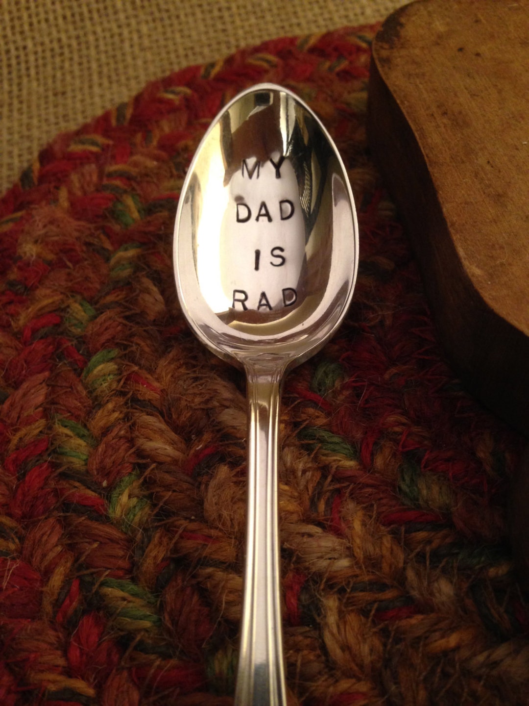 Hand Engraved Silver Spoon, Hand Stamped Silver Spoon, Father's Day ...