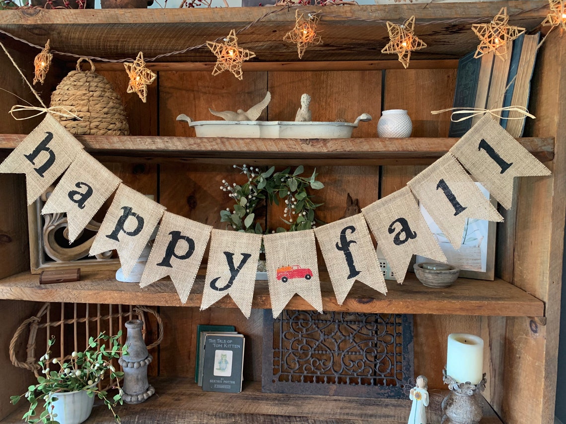 Happy Fall Banner Happy Fall Autumn Banner Burlap Fall - Etsy