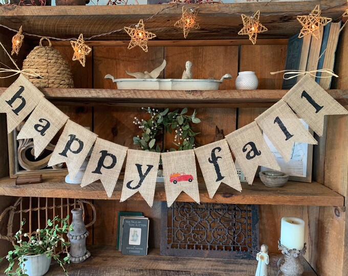 Happy Fall Banner, Happy Fall Autumn Banner, Burlap Fall Banner, Autumn ...