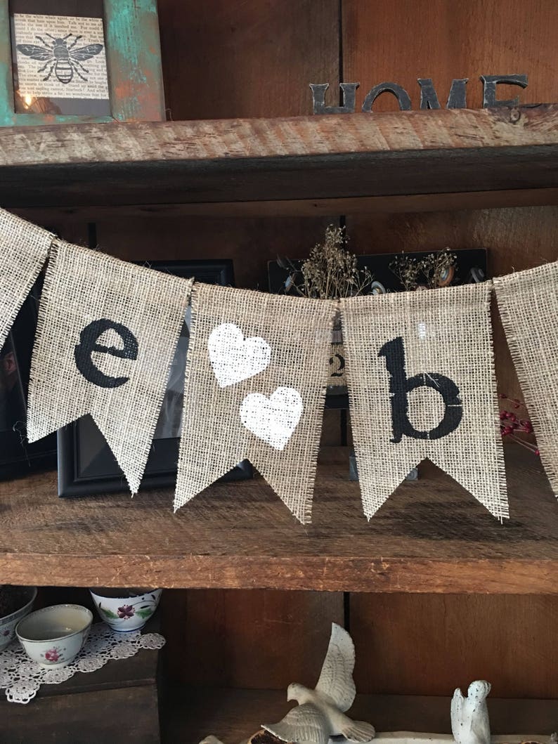 Burlap Love Birds Wedding or Anniversary Banner - Etsy