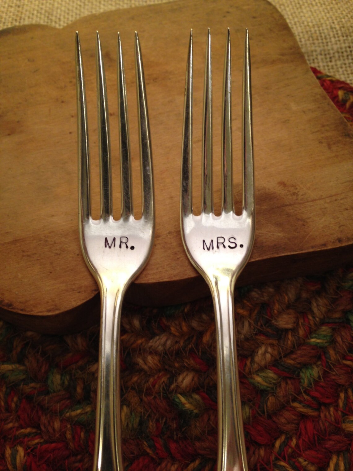 Hand Stamped Silver Dinner Forks Wedding Forks Mr. and Mrs. | Etsy