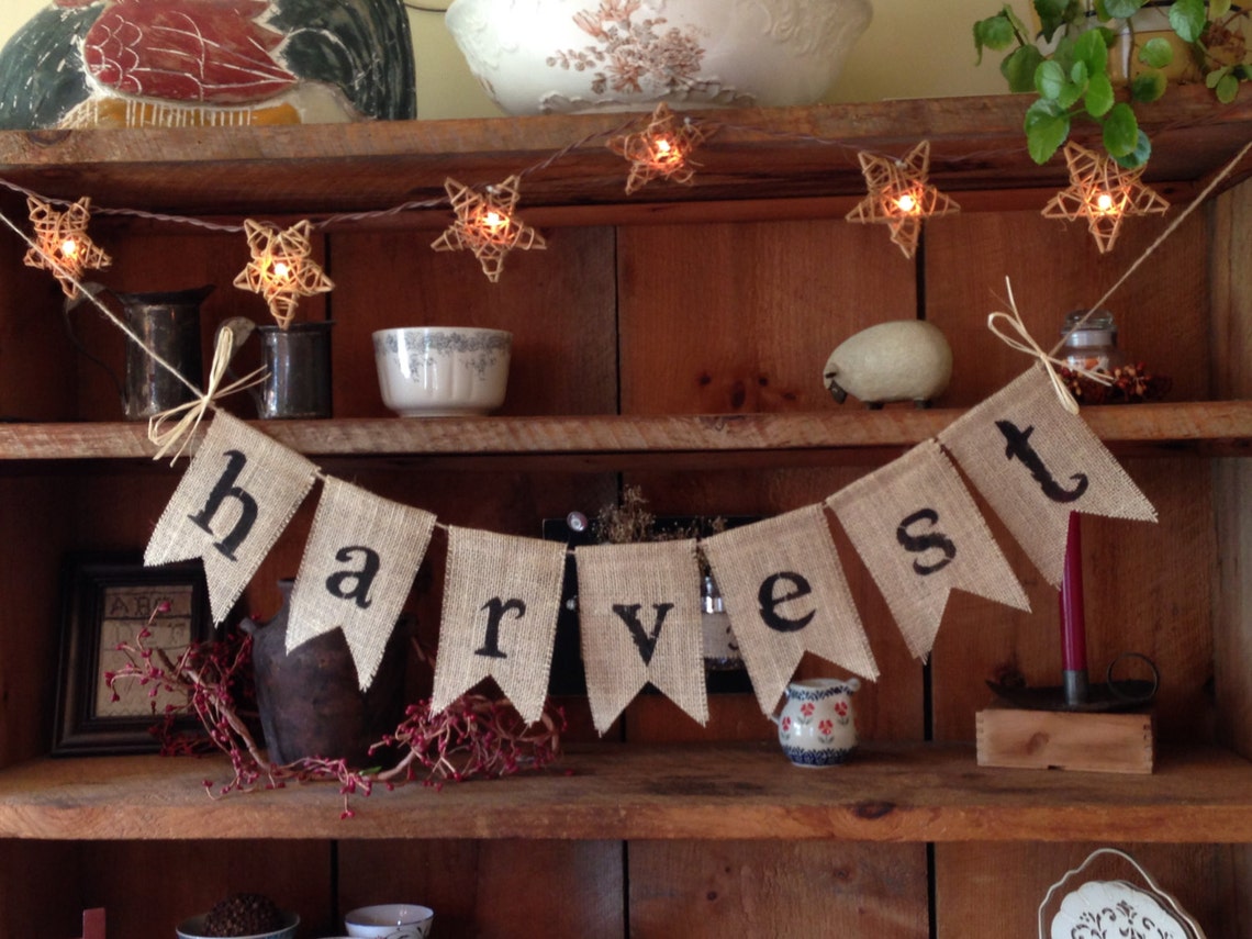 Burlap Harvest Bunting Fall Banner Autumn Bunting Autumn - Etsy