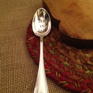 Hand Engraved Silver Spoon, Hand Stamped Silver Spoon, Father's Day ...