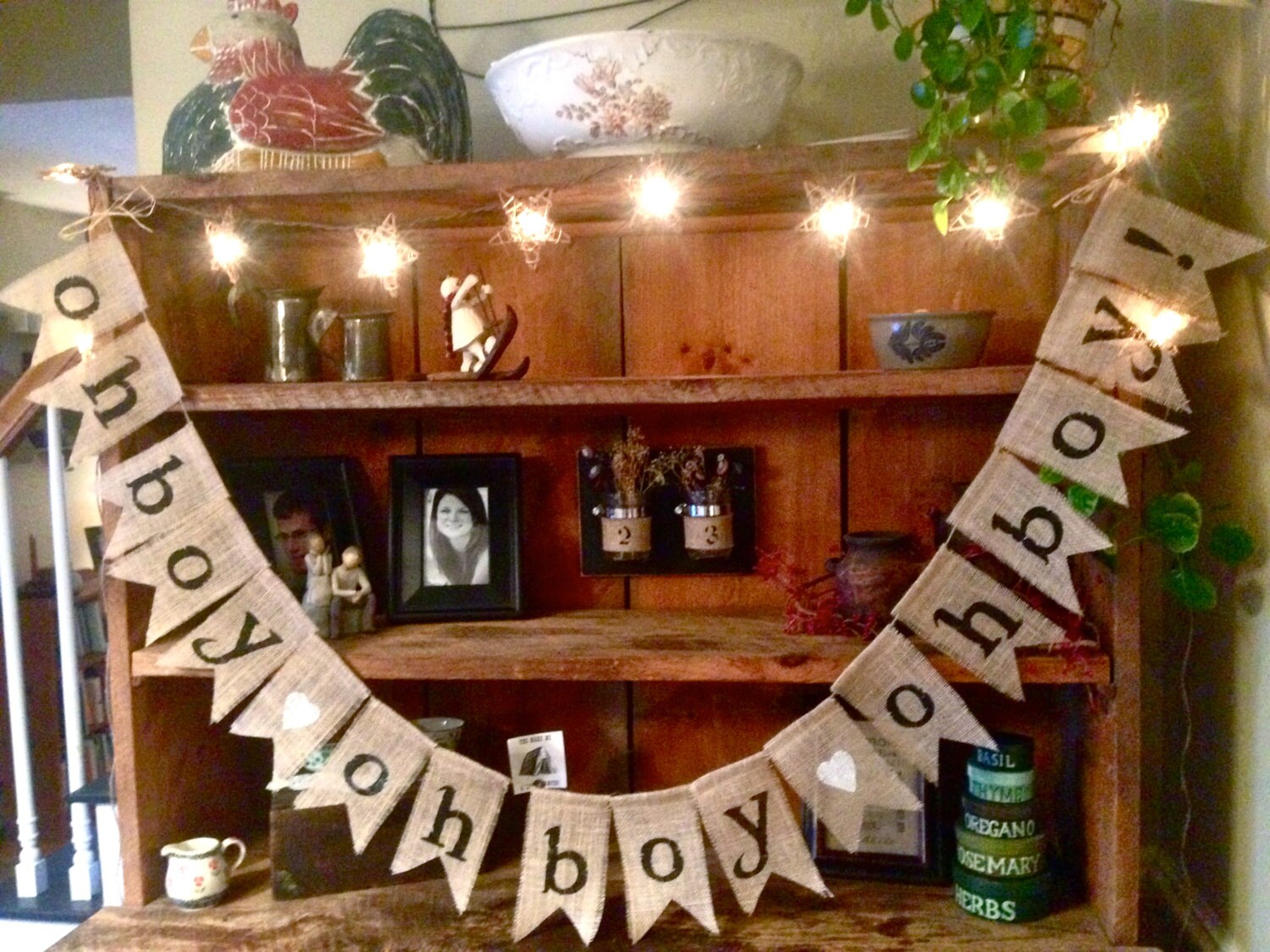 Burlap Triplets Banner - Etsy