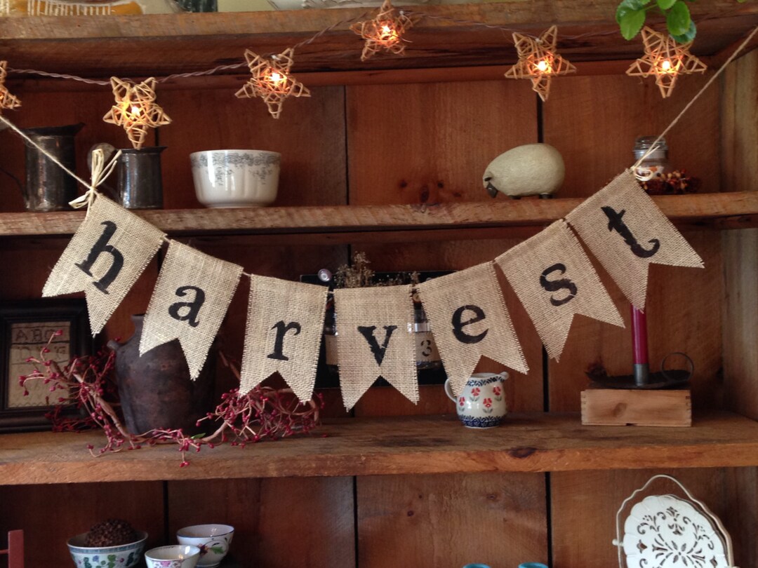 Burlap Harvest Bunting, Fall Banner, Autumn Bunting, Autumn Banner ...