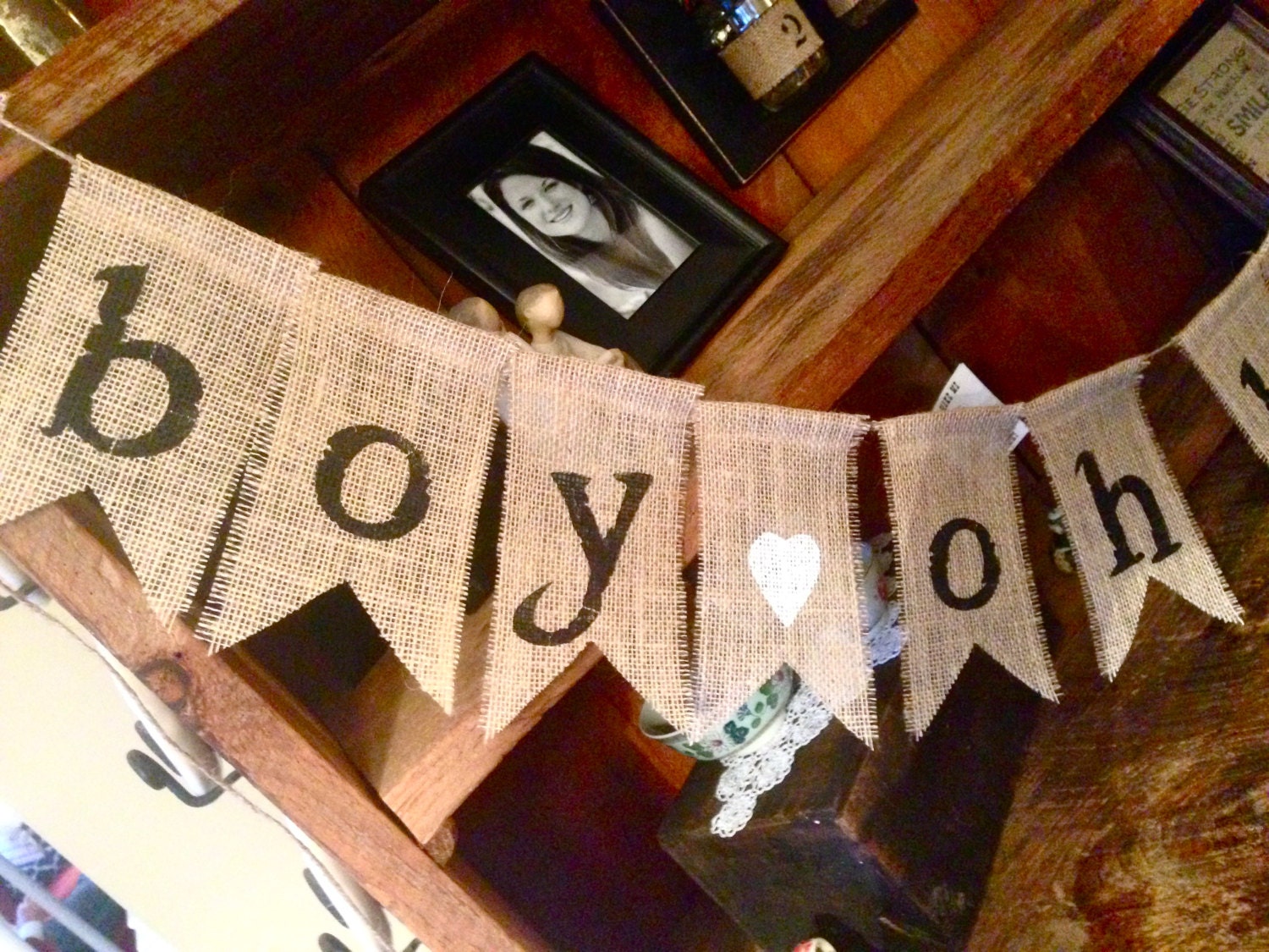Burlap Triplets Banner | Etsy