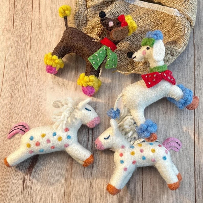 Wool Felt Cute Little Dog Pendant,handmade Wool Felt Rainbow Little ...