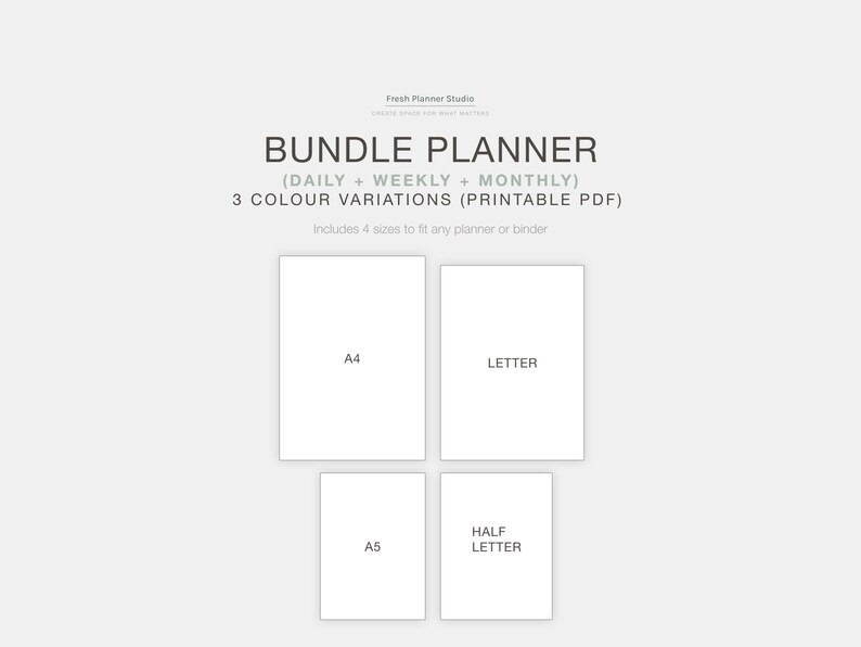 Planner Bundle Printable • Daily Weekly Monthly Set • Minimalist PDF ...