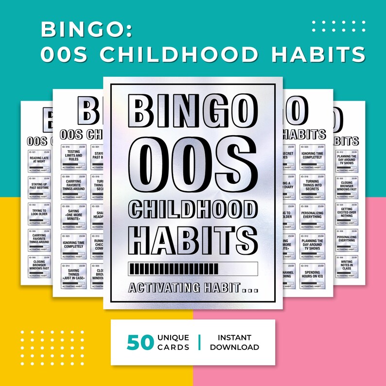 Bingo 00s Childhood Habits, Printable Game, Y2K Nostalgia, Party ...