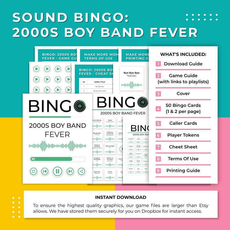 2000s Boy Band Sound Bingo Game, Nostalgic Party Activity (digital ...