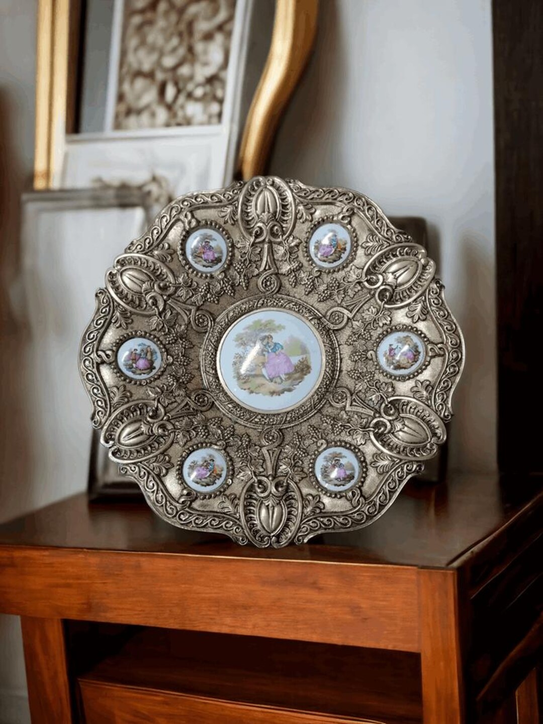 Bronze Plate With Ceramic Cameos - Etsy