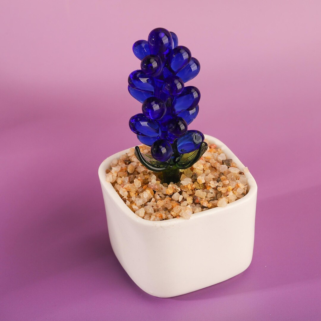 Blue Glass Hyacinths, Stained Glass Potted Plants, Mini Glass Plants ...