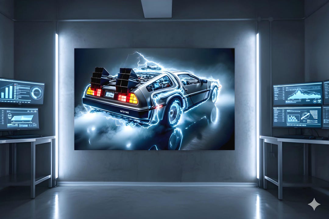 Future Time Traveler | 16K HD Poster Print | Cyberpunk Movie Car | Sci ...