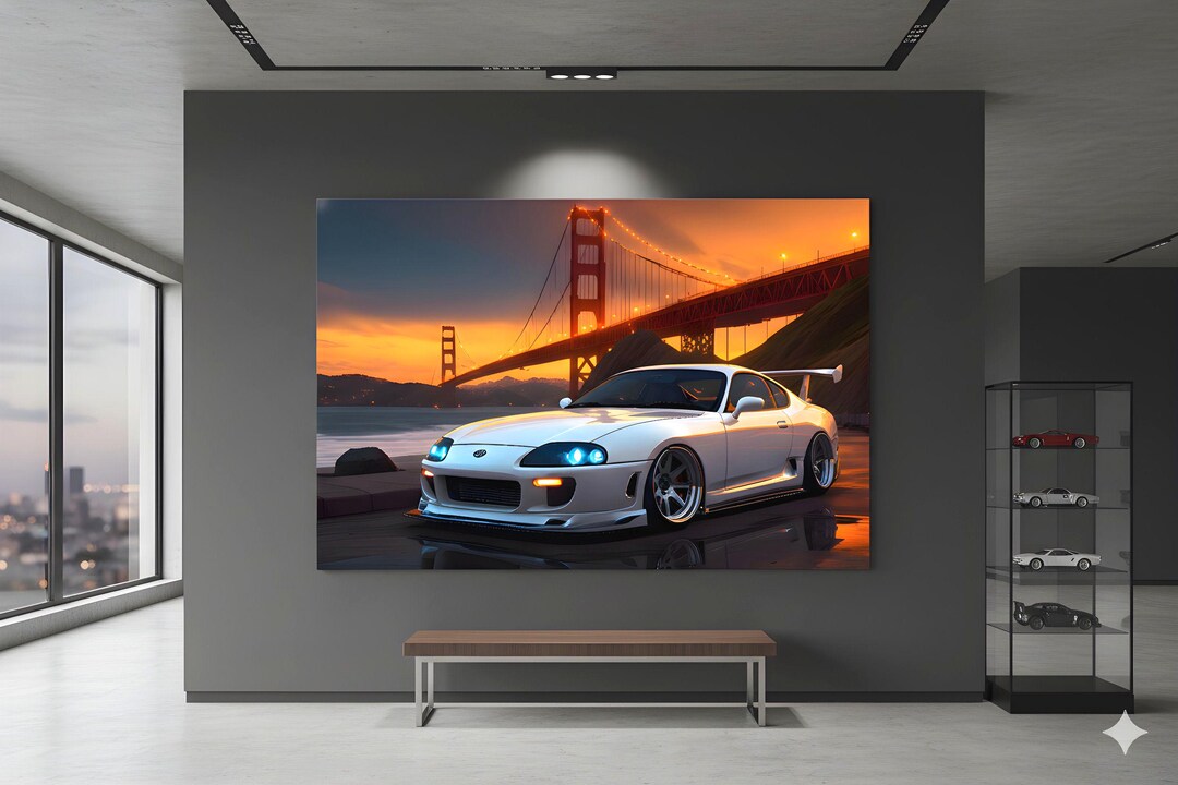 White JDM Sports Coupe | Suspension Bridge Sunset Theme | 16K Ultra HD ...