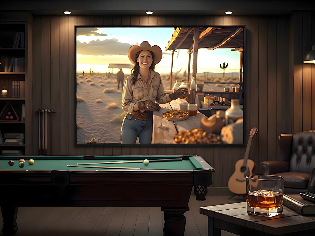 Cowboy Hat Barmaid | Country Retreat Scene | 16K Ultra HD Canvas ...