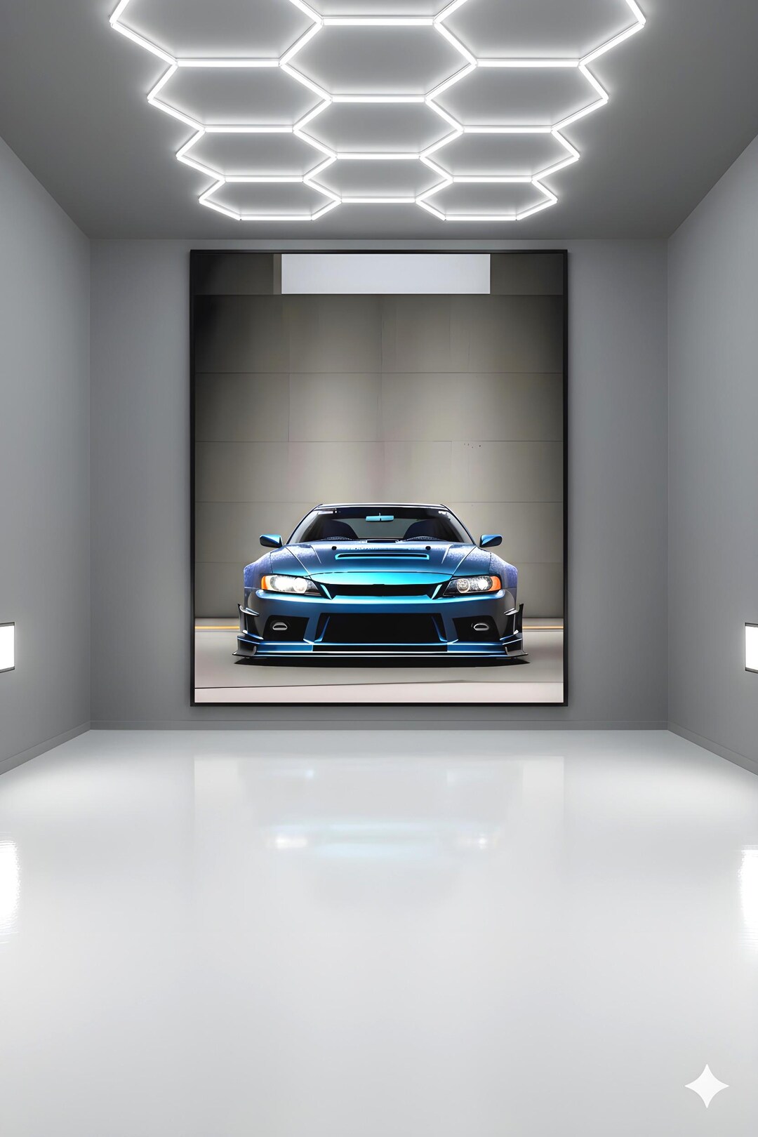 Modern Tuner Aesthetic Poster – Blue Performance Coupe Art for Game ...