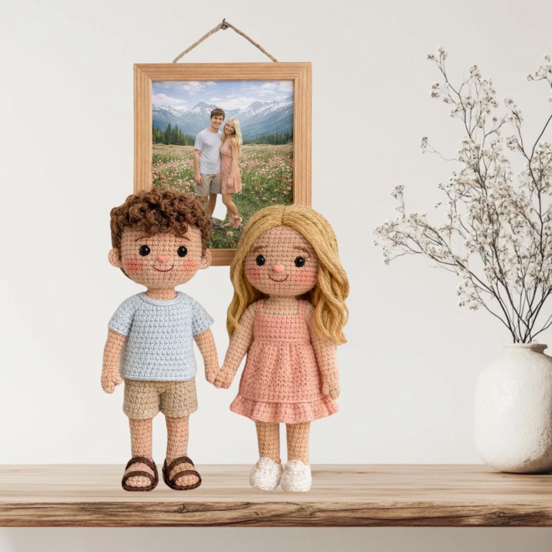 Couple Portrait Doll, Anniversary Gift Him Her, Crochet Wedding Gift ...