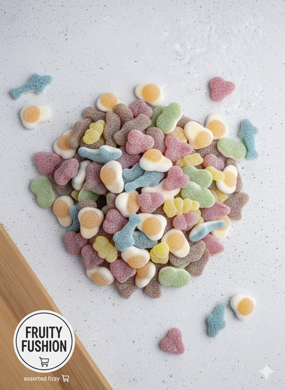 Fruity Assorted Fizzy Mix - Colorful Sour Gummies in Heart & Bone ...