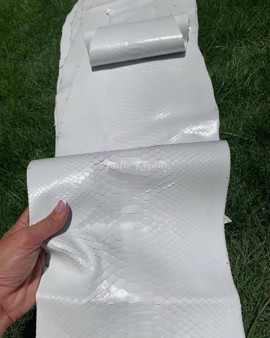 Genuine Python Leather Skin | Pearl White Reticulated Belly Skin ...