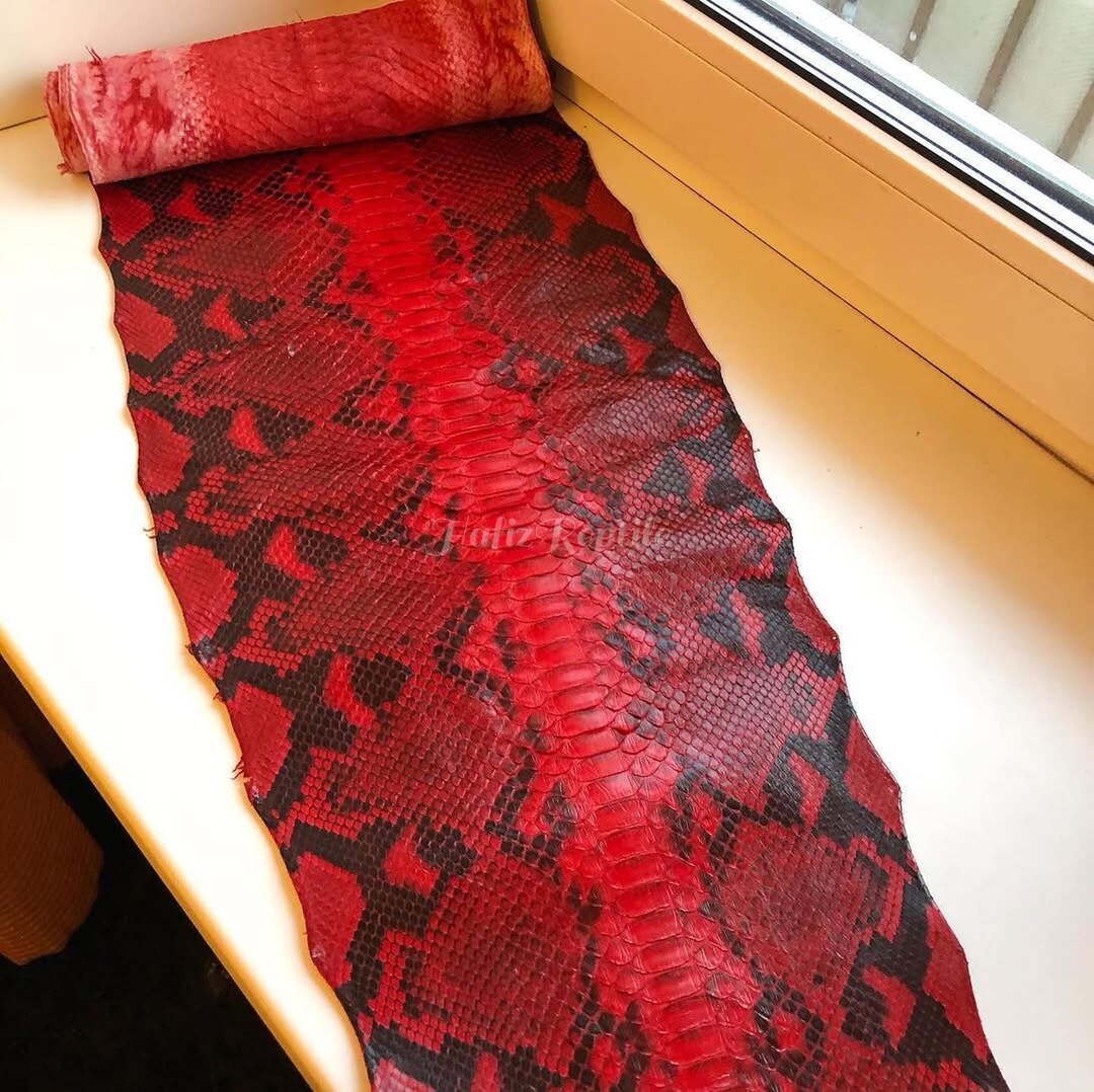 Genuine Python Leather Skin | Red Reticulated Belly Skin Unbleached ...