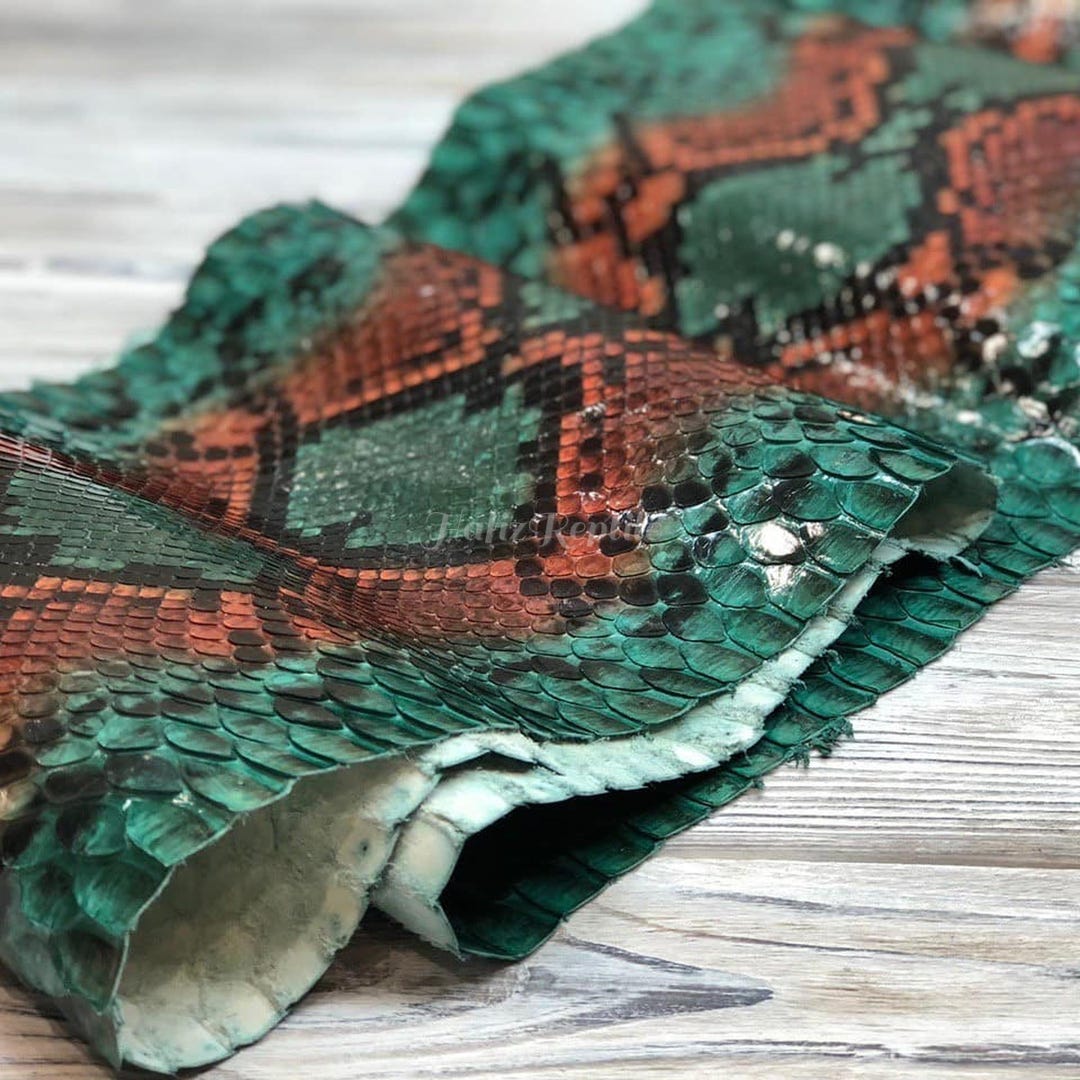 Genuine Python Leather Skin | Teal Green Reticulated Back Skin ...