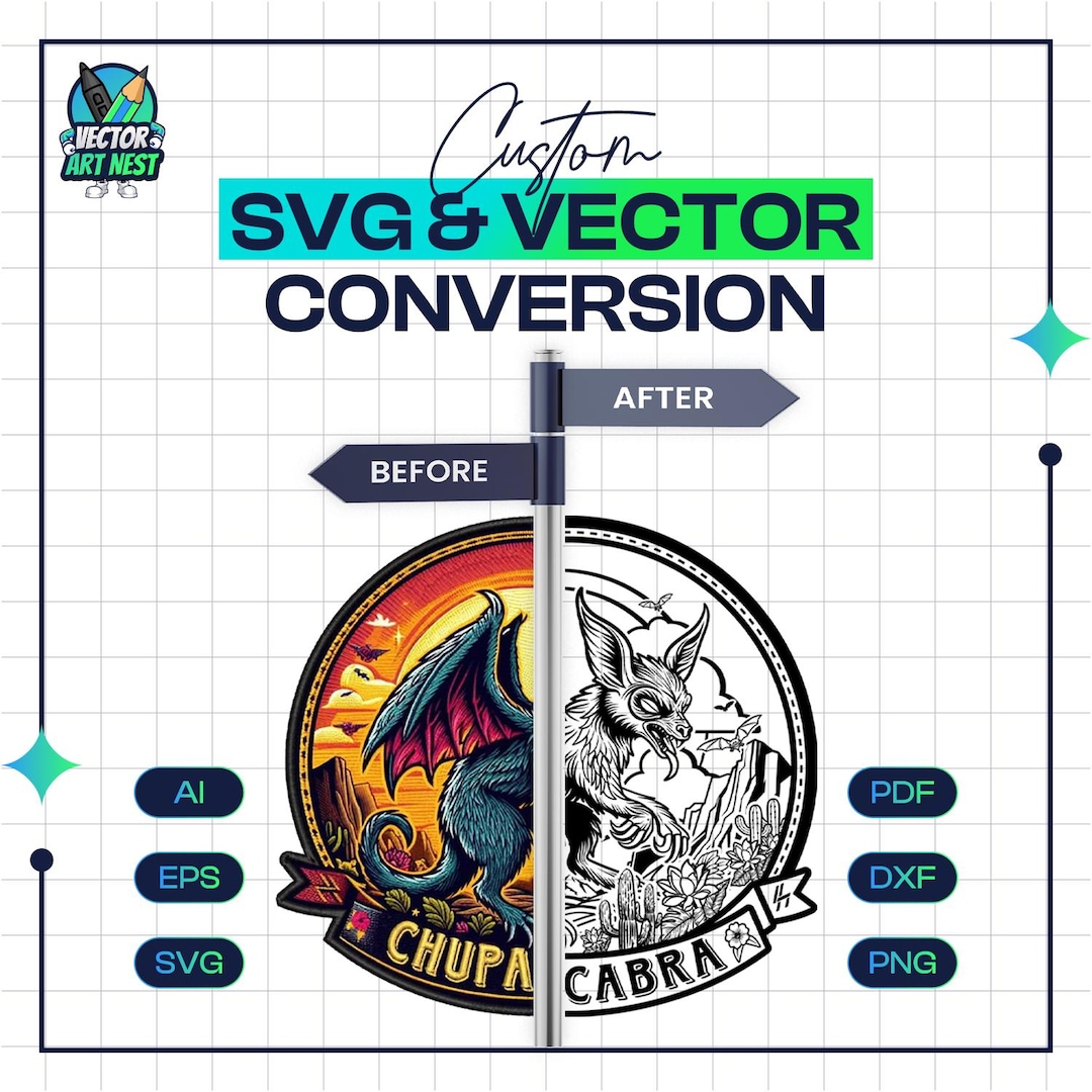 Custom Line Art Vector Conversion, Image to SVG DXF, Single Color Logo ...