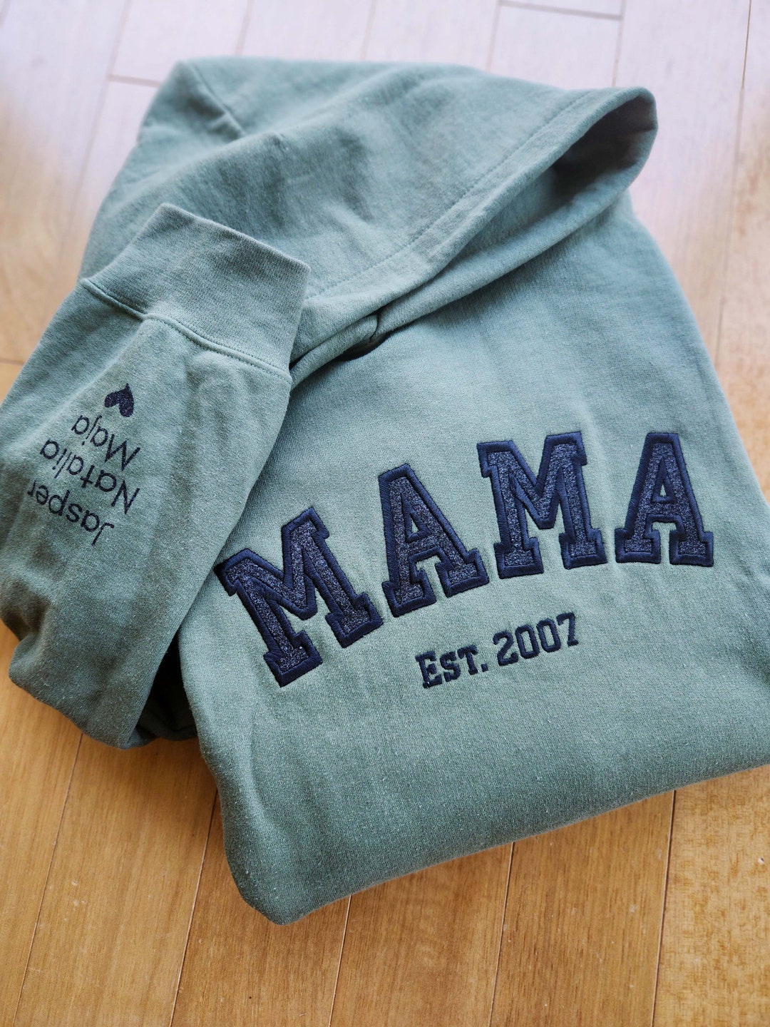 Custom Embroidered Mama Sweatshirt With Kids Names on Sleeve New Mom ...