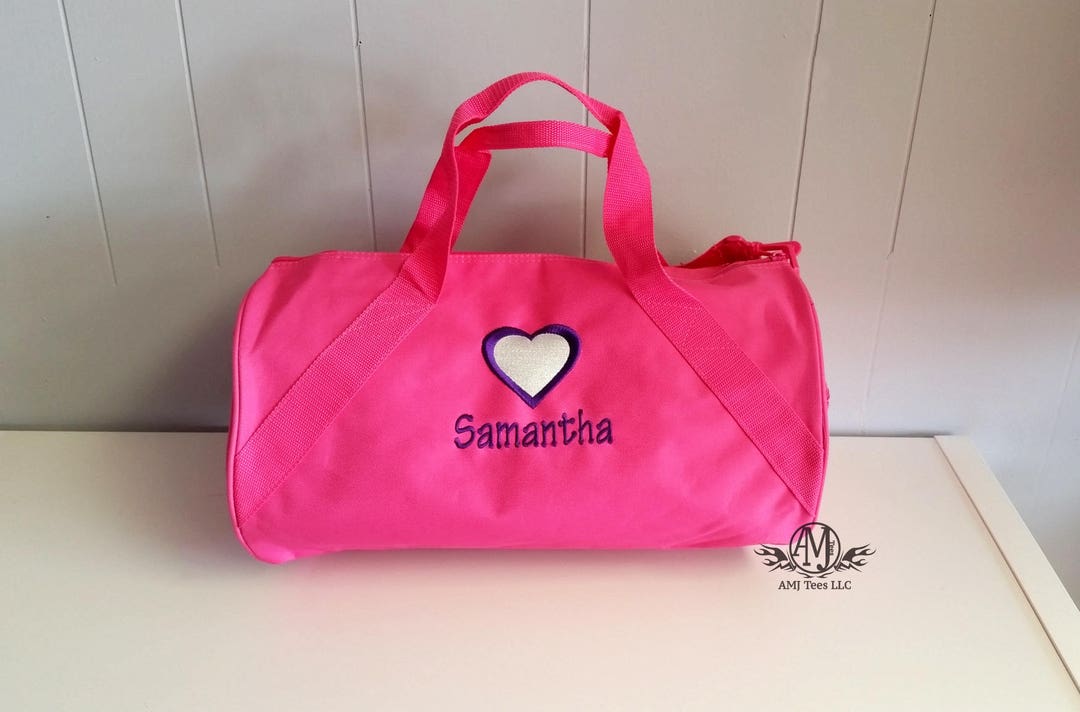 Personalized Kids Duffle Bag, Girls Monogram Duffel Bag, Pink Custom ...