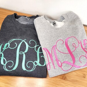 Custom Embroidered Large Monogram Sweatshirt Personalized Crewneck ...