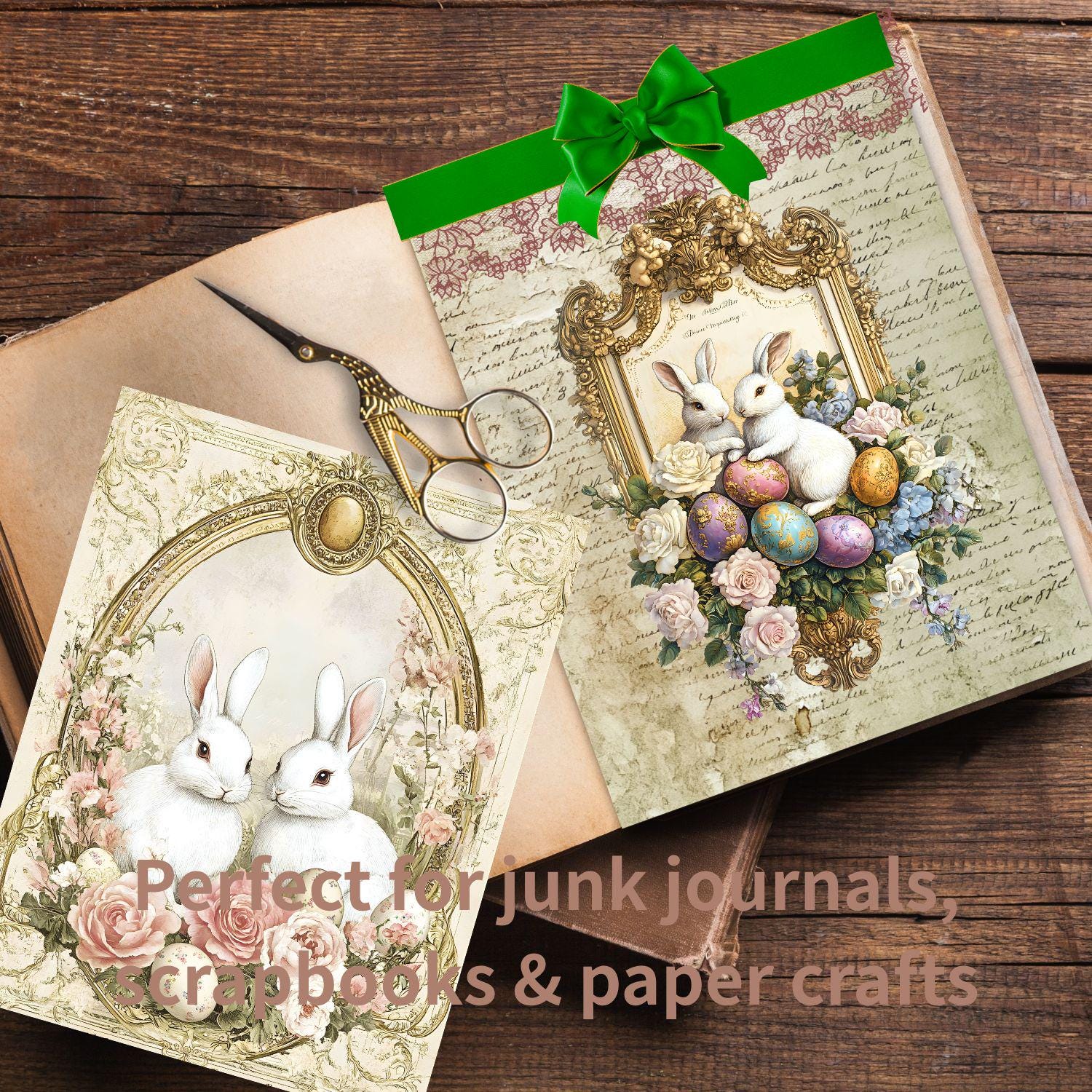 10 Easter Bunny Printable Journal Pages Cottagecore Spring Ephemera ...