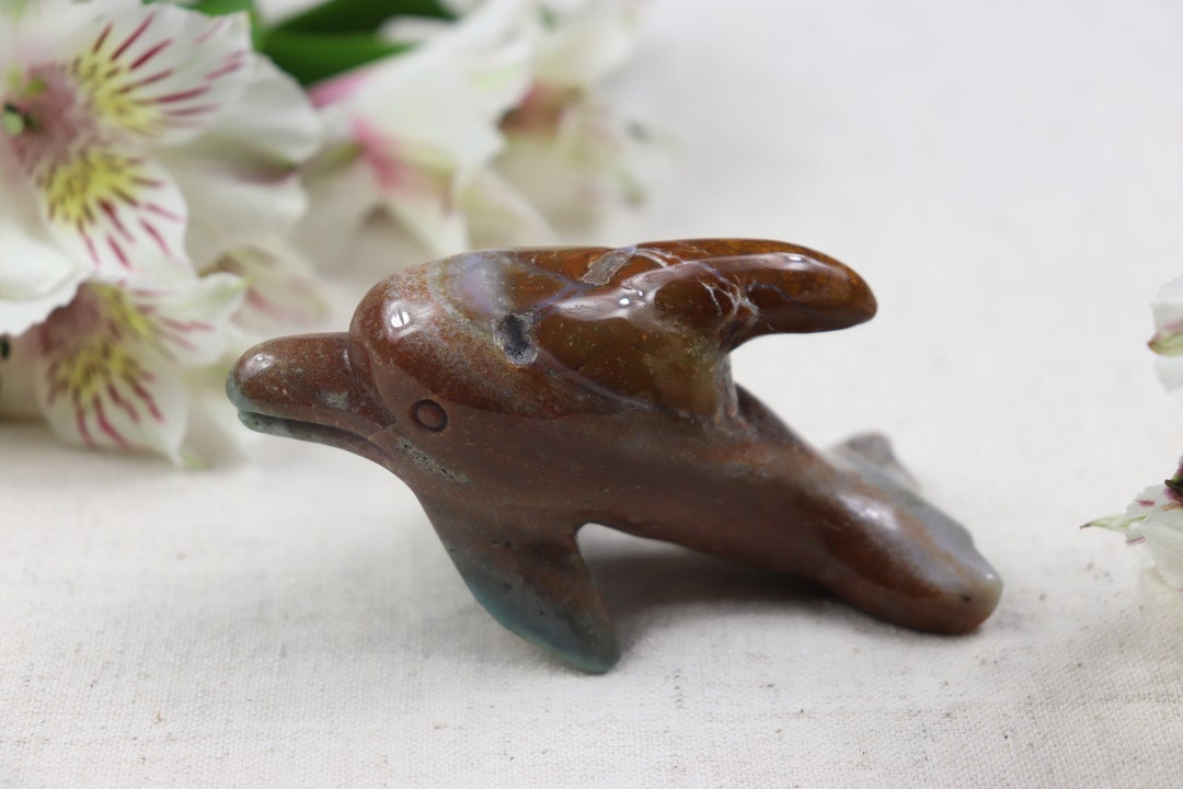 Fancy Jasper Dolphin Carving, Chakra Stone, Crystal Healing, Crystal ...