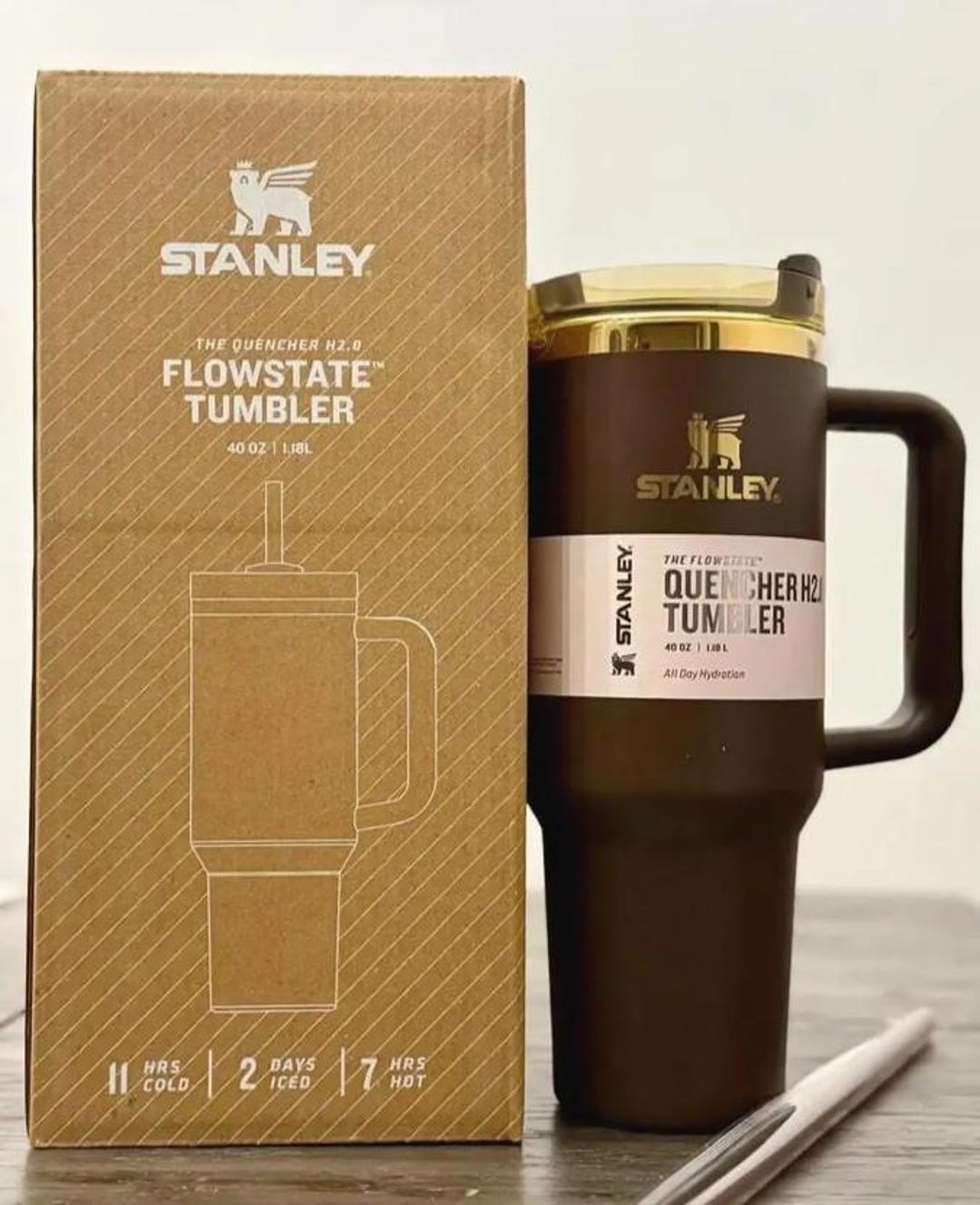 Chocolate Gold Brown Stanley - Cup Tumbler Quencher H20 Tumbler 40 Oz ...