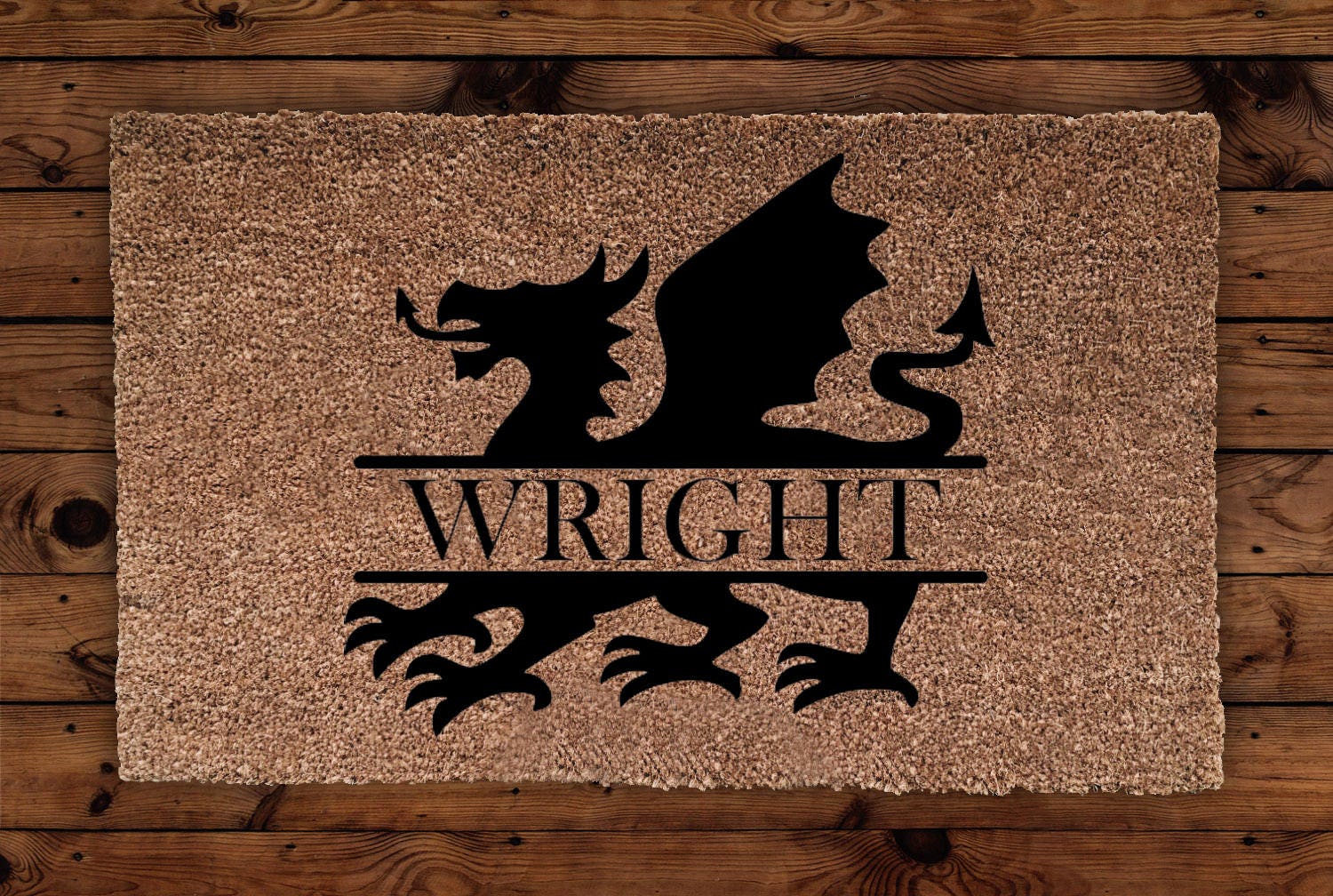 Dragon Personalized Doormat, Dragon Doormat, Family Crest, Custom ...