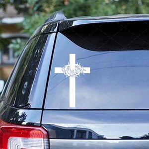 Crown of Thorn Cross Car Decal | Christian Vinyl Sticker | Religious ...