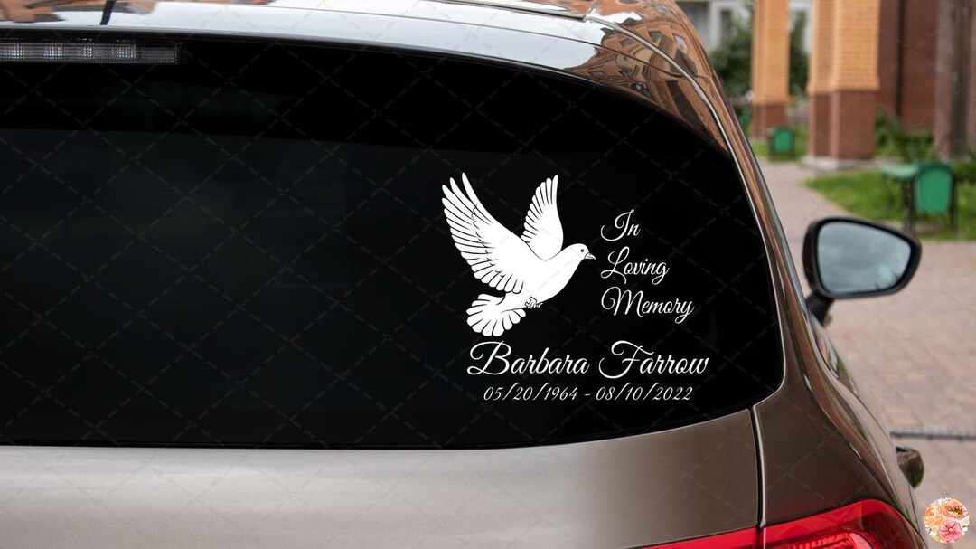 Dove Memorial Car Decal | in Loving Memory Design | Personalized Name ...