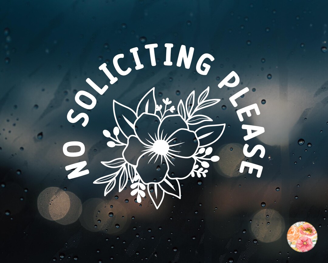 No Soliciting Please Vinyl Decal, Floral Vinyl Decal, Front Door Vinyl ...