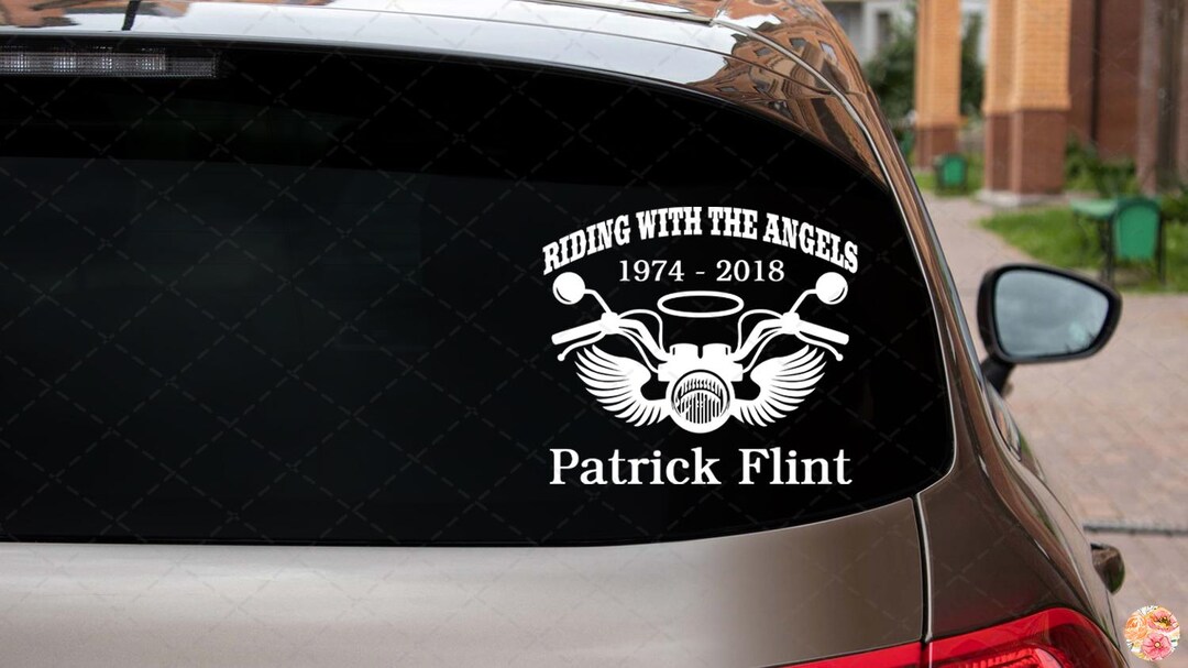 Motorcycle Memorial Car Decal | Riding With the Angels Design ...